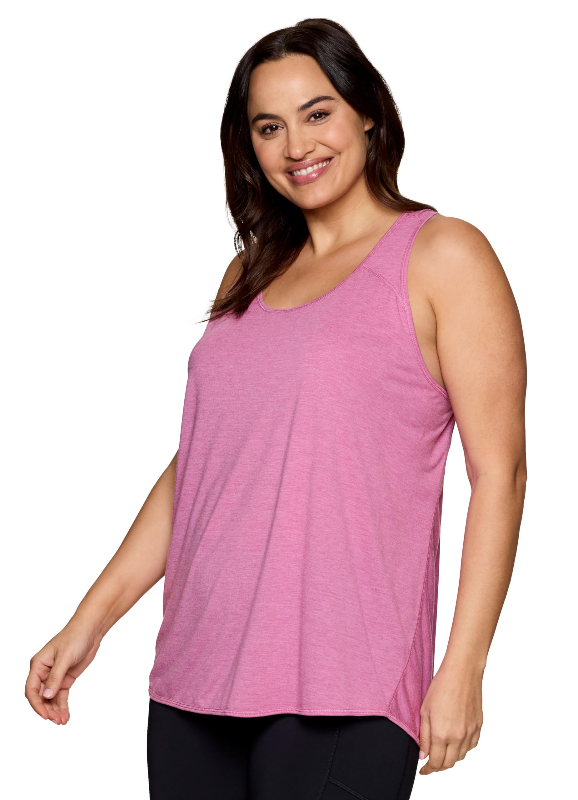 RBX Women's Plus Size Fashion Soft Racerback Yoga Workout Tank Top Tunic Berry 3X