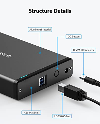 ORICO 3.5'' Hard Drive Enclosure for HDD/SSD USB 3.0 to SATA Vertical External Hard Drive Docking Station Support UASP Up to 16 TB-7688U3