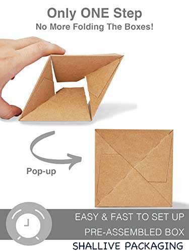 Shallive Kraft Cupcake Boxes Individual 60 Pcs with Inserts, Cocoa Bomb Packaing Single Brown Cupcake Containers Paper 3.5" Holders for Cookies, Pastries,Wedding Baby Shower Birthday Graduation