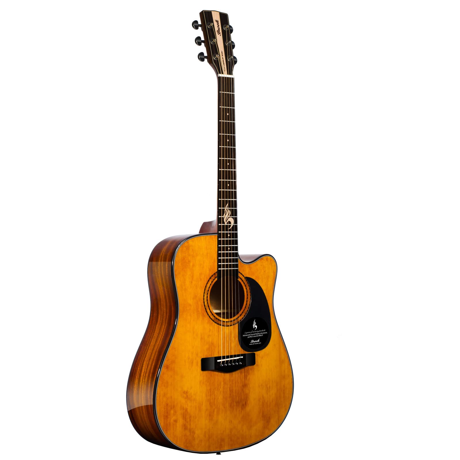 Topoworl 41 inch Acoustic Guitar Spruce Sapele Wood Guitar for Beginner Teens Adult with Guitar Strap Capo Pick Guard Plate S25G D Type Chamfer