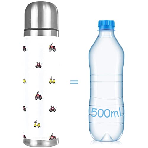 Stainless Steel Leather Vacuum Insulated Mug Motorcycle Thermos Water Bottle for Hot and Cold Drinks Kids Adults 16 Oz