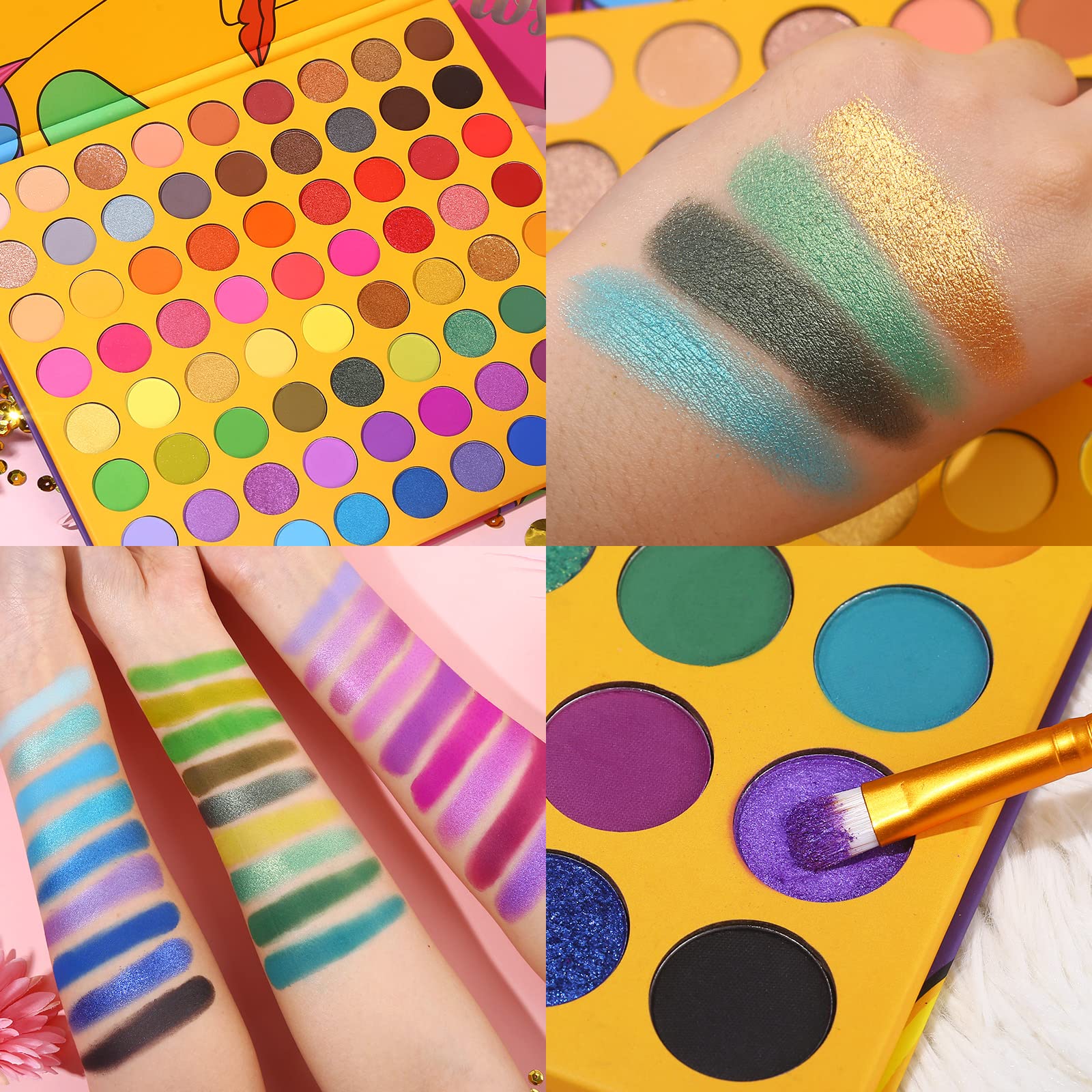 UCANBE Shimmer Matte Eyeshadow Palette, Abstraction Make Up Pallet 72 Colors Stunning Rainbow Eye Shadow Palletes Makeup High Pigmented Blendable Women Beauty Kit (03)