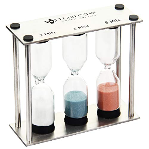 Teabloom Trio Tea Timer - 2 Minutes for Light-Strength White/Green Teas, 3 Minutes for Medium-Strength Black/Oolong Teas, and 5 Minutes for Full-Strength Black/Oolong/Herbal Teas