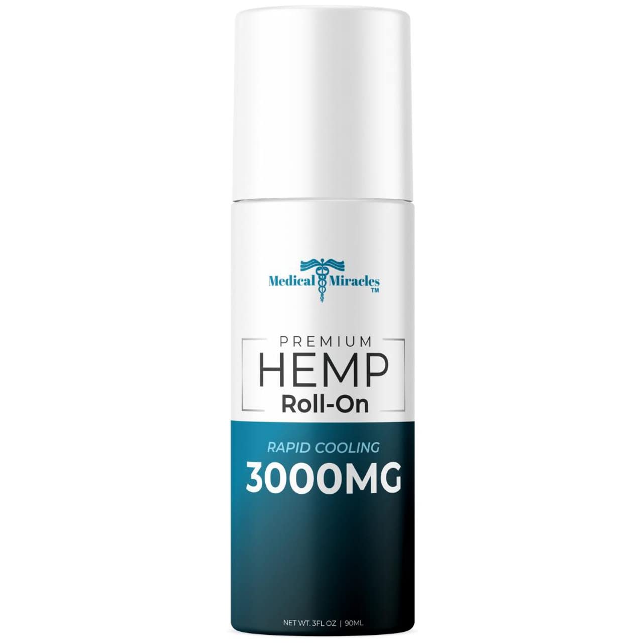 Medical Miracles New Hemp Oil Roll On - Ideal Relief for Muscles, Hips, Joints, Neck, Back, Elbows, Fingers, Hands, and Knees Made in USA (3000mg Roll-On)