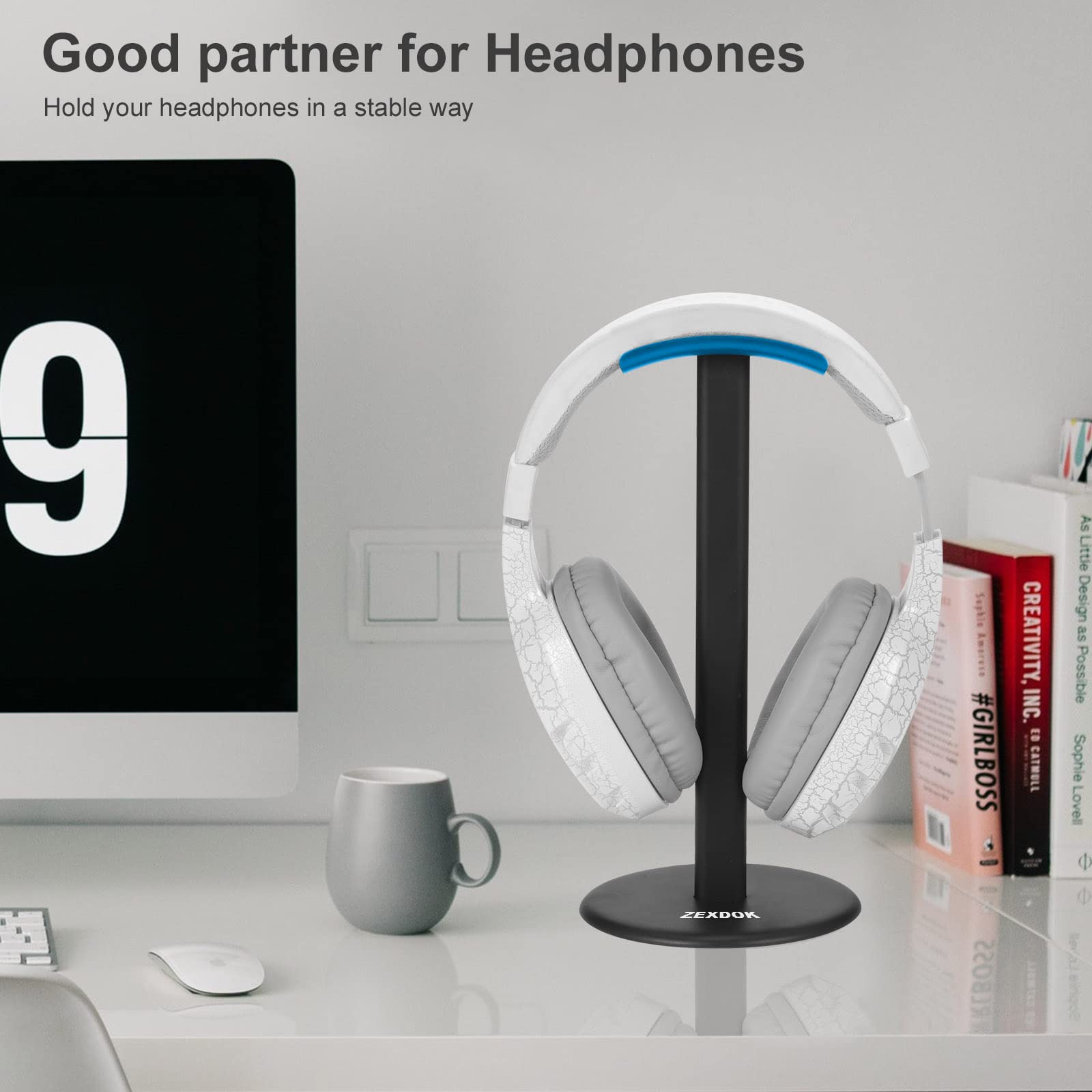 ZEXDOK 𝐇𝐞𝐚𝐝𝐩𝐡𝐨𝐧𝐞 𝐒𝐭𝐚𝐧𝐝 for Desk, Gaming Headset Stand, PC Gaming Headset Stand,Earphone Stand with Non-Slip Pad in Base, Suitable for Gamer Desktop Table Game Earphone Accessories