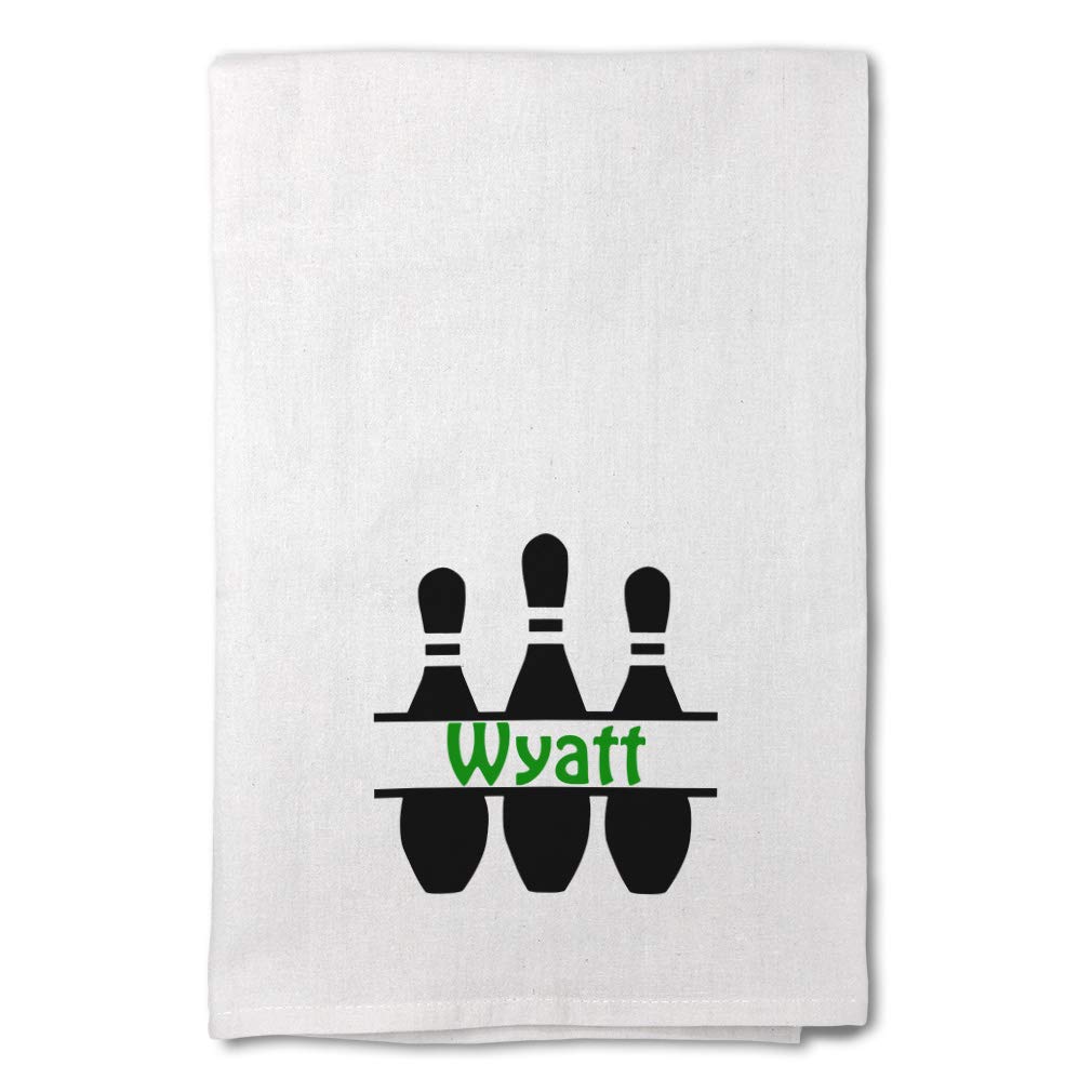 Style In Print Custom Decor Flour Kitchen Towels Personalized Name Bowling Pins Sports Cleaning Supplies Dish White