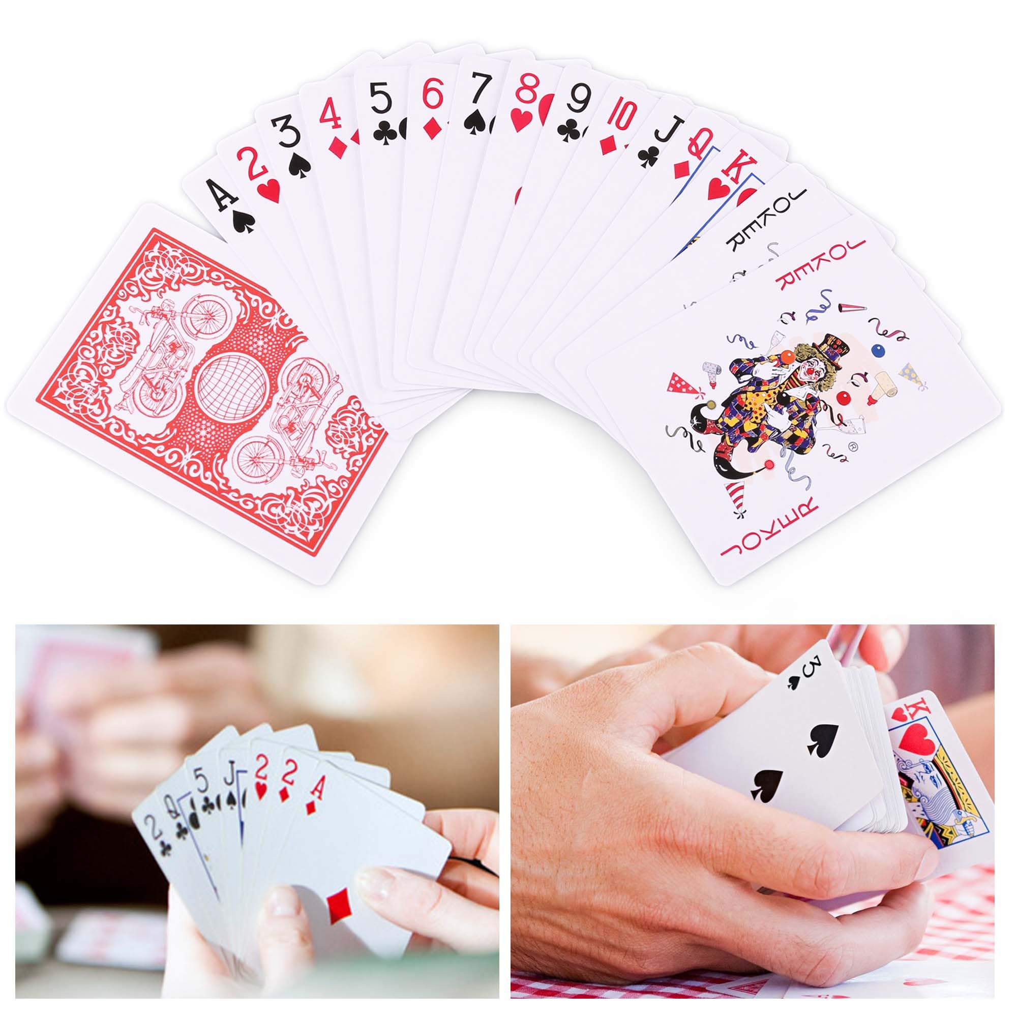 LotFancy Playing Cards, 2 Pack, Decks of Cards, Poker Size Standard Index, for Blackjack, Euchre, Canasta Card Game, Casino Grade Poker Cards, Blue and Red