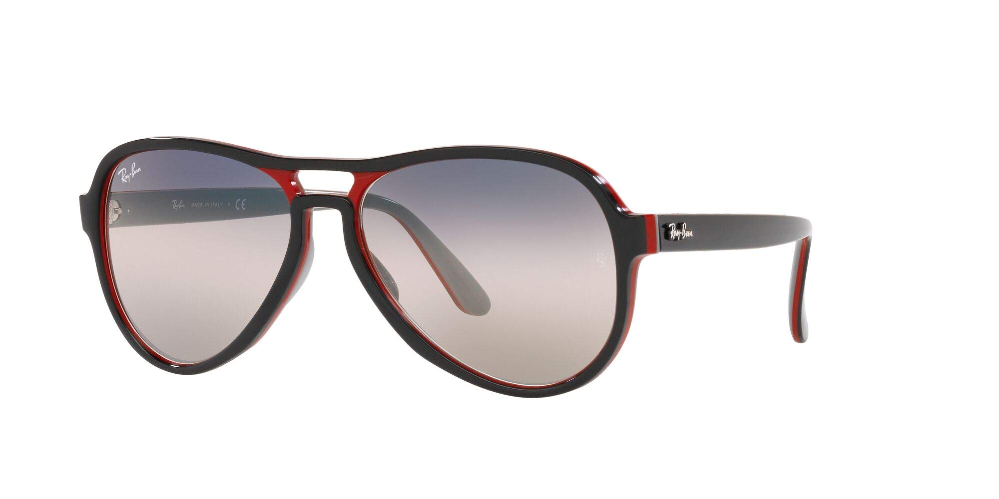 Ray-Ban Men's Rb4355 Vagabond Aviator Sunglasses, Black Transparent Black/Polarized Black, 58 mm