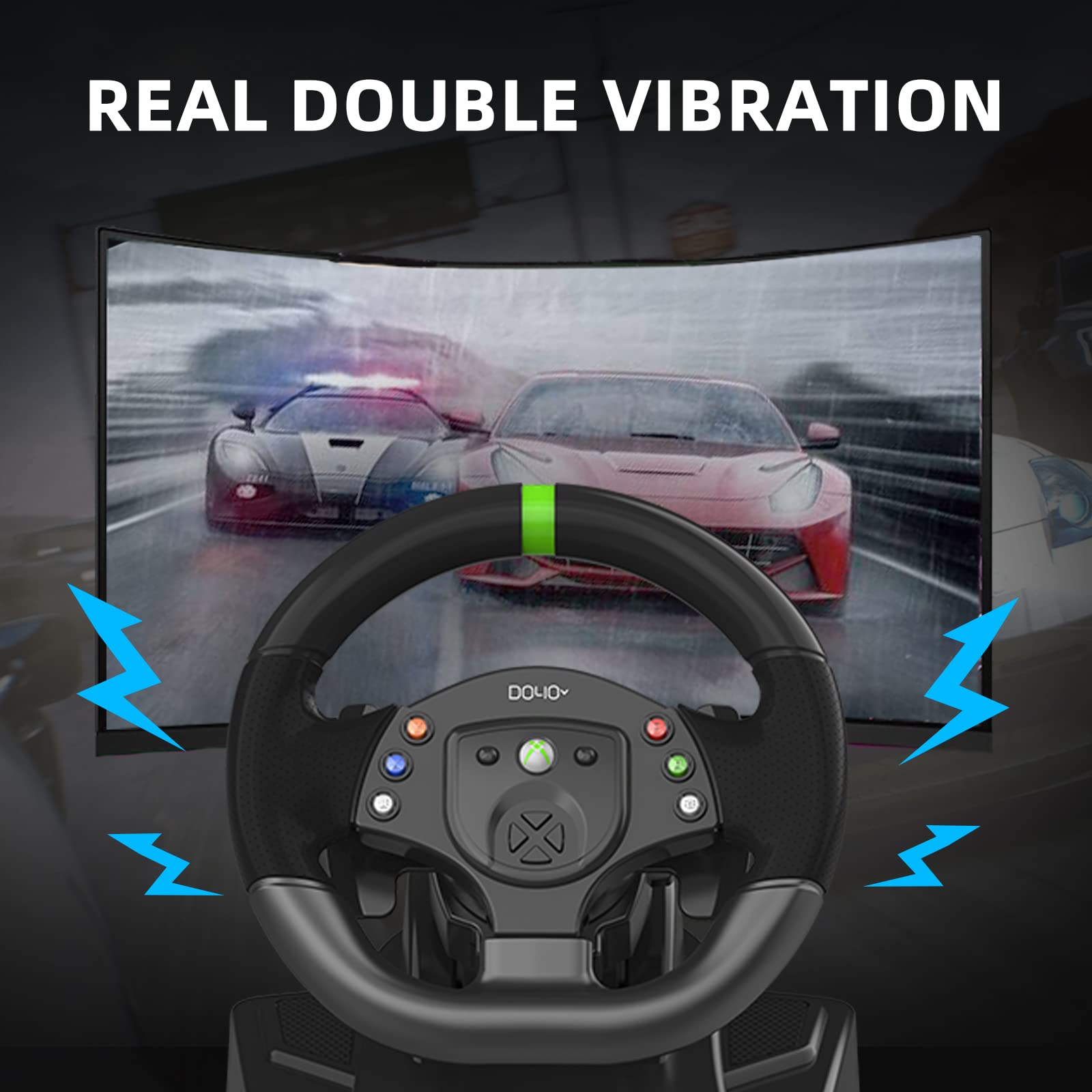Steering Wheel for Xbox 360,PC Gaming Racing Wheel,volante para PC, 180 Degree Driving Wheel with pedals and shifter for XBOX 360 / PS3 / PC/Switch/Android