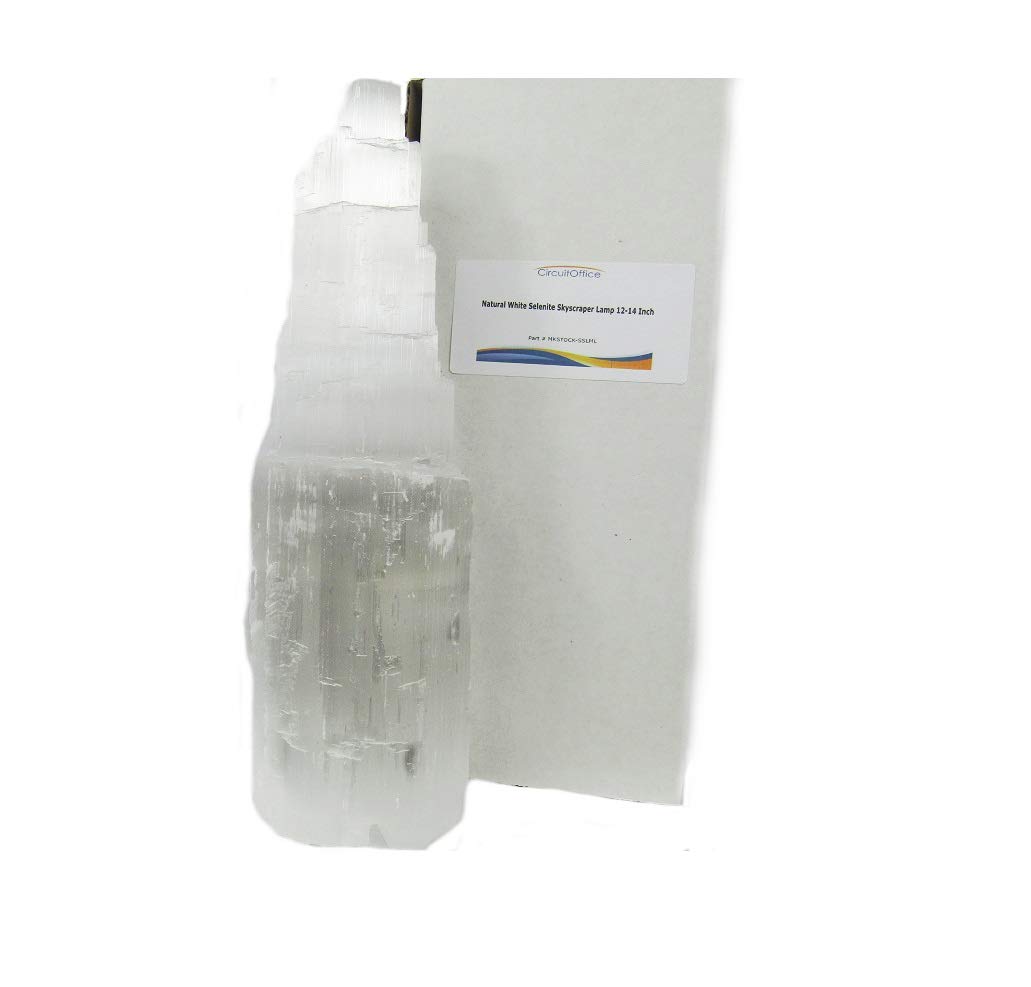 Natural White Selenite Skyscraper Lamp 14-16 Inch Tall, Natural Healing Crystal, Cord and Bulb Included, Space Hamonizer