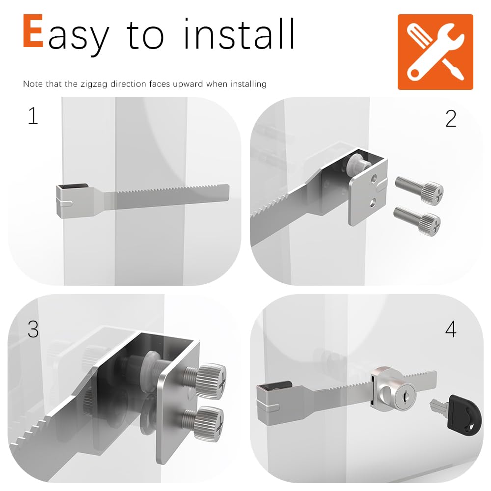 MZCR-NNML Sliding Glass Door Ratchet Lock Display Case Lock with Chrome Finish Keyed Alike - 3 Pack