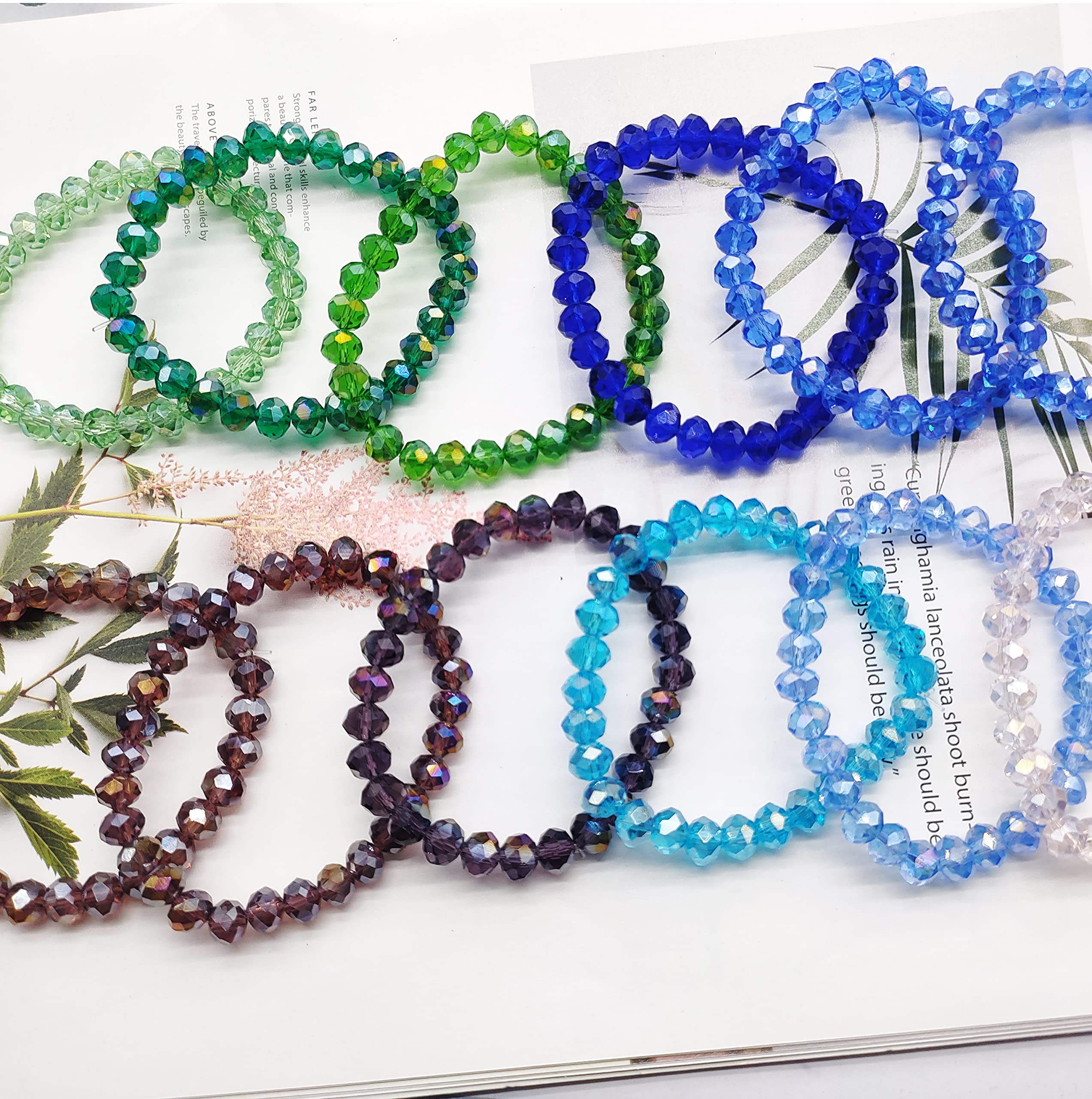 Svovin 18 Pcs Glass Beaded Bracelet Set for Women Men Elastic Stretch Versatile Statement Colorful Spark Clear Crystal Handmade Bracelets