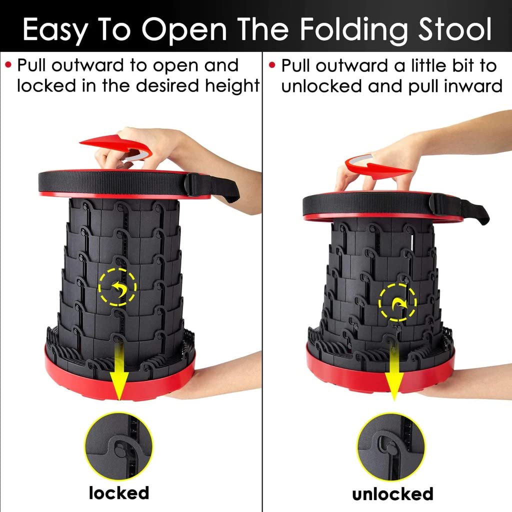 Upgraded Folding Stool Portable Chair Collapsible Lightweight Retractable Seat Foldable Stool for Camping Fishing Indoor and Outdoor - Rainbow Design, UN03B06US1