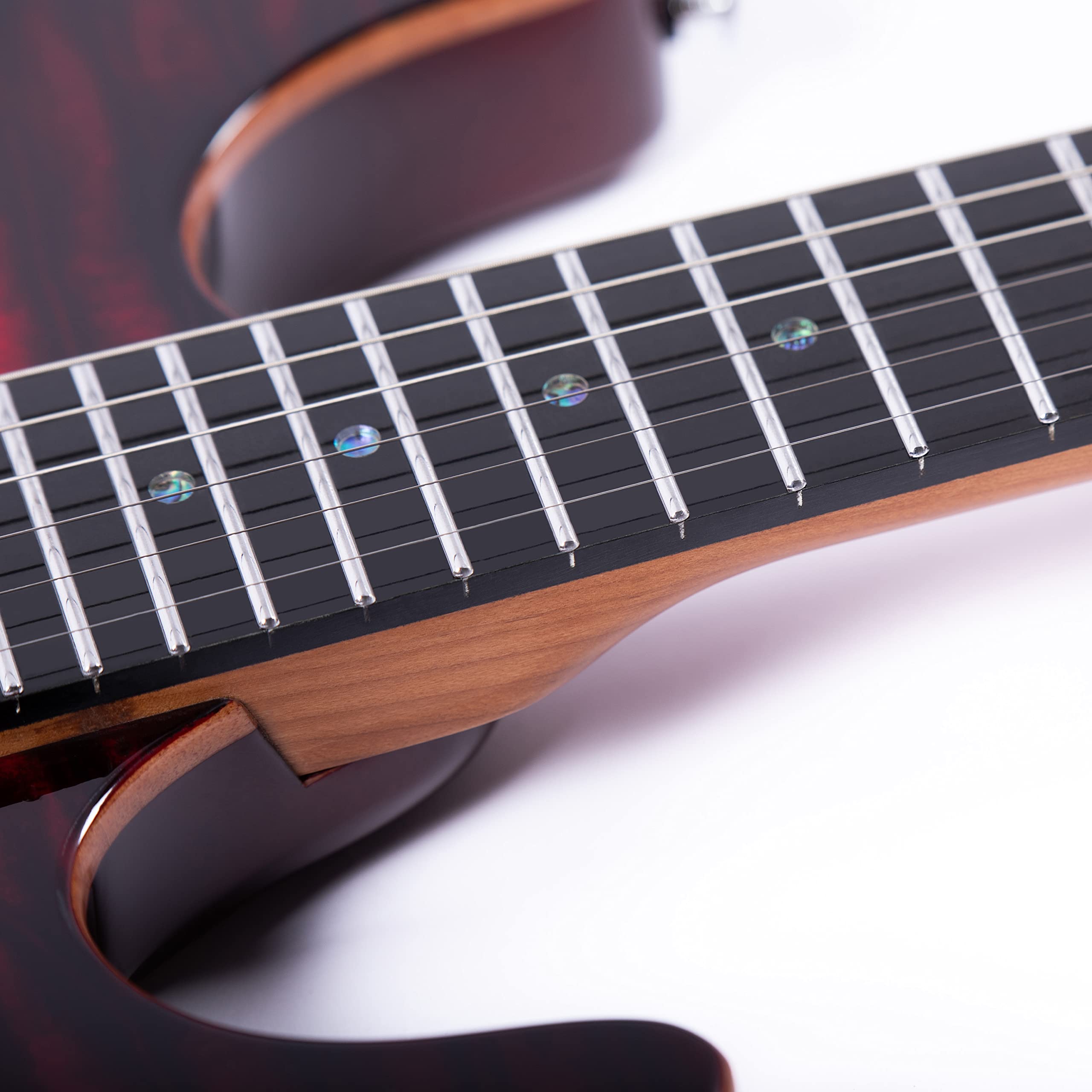 Volgoa VSR-1 Electric Guitar with Mahogany Solid Body,Roasted Maple Neck, and Rosewood Fingerboard 6 String Guitar (Red-Synthetic Veneer)
