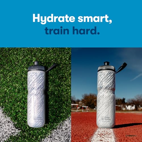 Polar Bottle Sport Insulated Water Bottle - BPA-Free, Sport & Bike Squeeze Bottle with Handle (Contender - Charcoal & Silver, 24 oz)