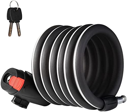 UPPVTE Mountain Bicycle Lock,Reflective Lock Alloy Lock with Lock Frame Bronze Key MTB Wire Lock Bicycle Accessories Anti-Theft Lock (Color : Black, Size : 1.2m)