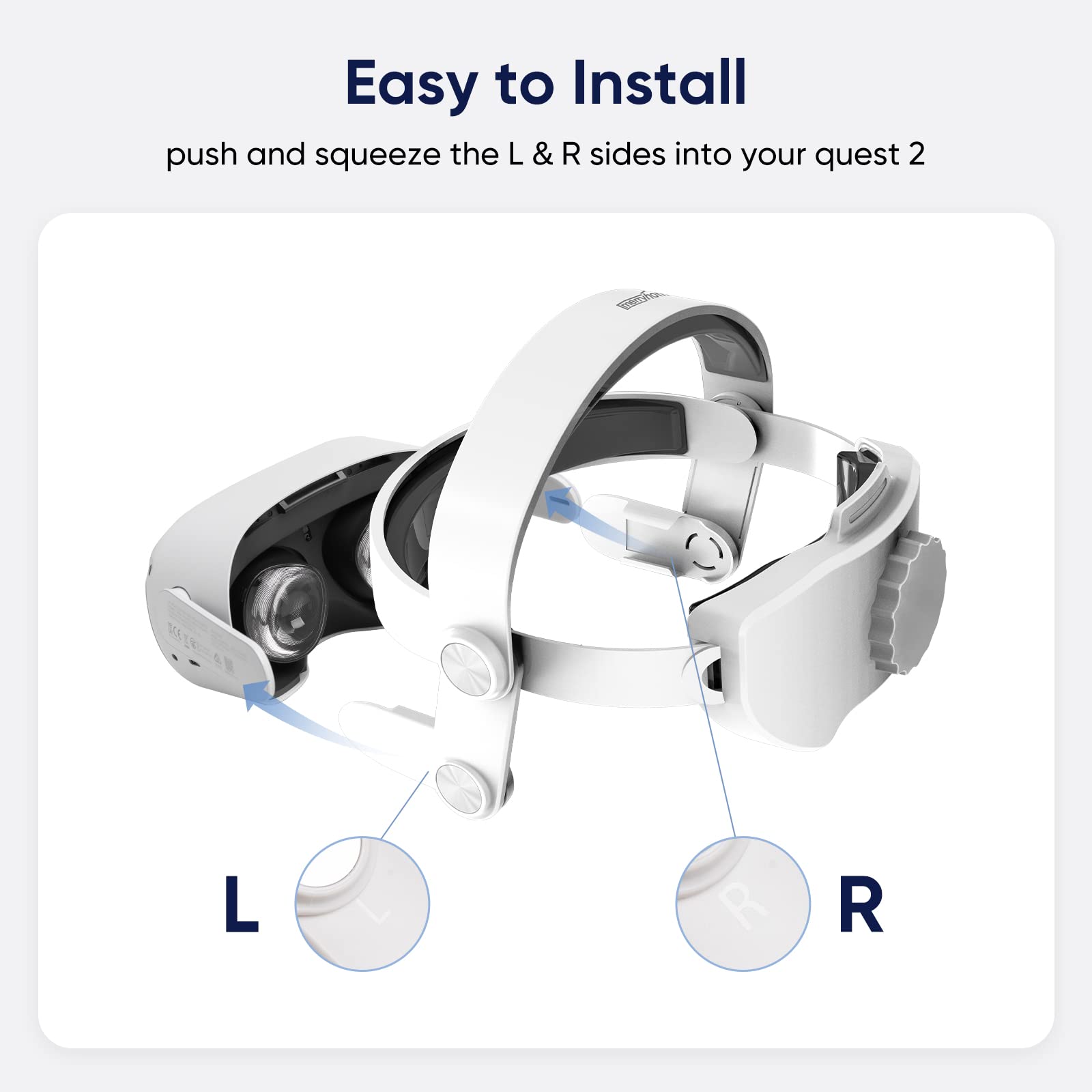 VR Head Strap, Elite Strap, Compatible with Oculus Quest 2, Replacement Strap, Accessories,Meta, for Enhanced Support and Comfort in VR(Merryhome Design)