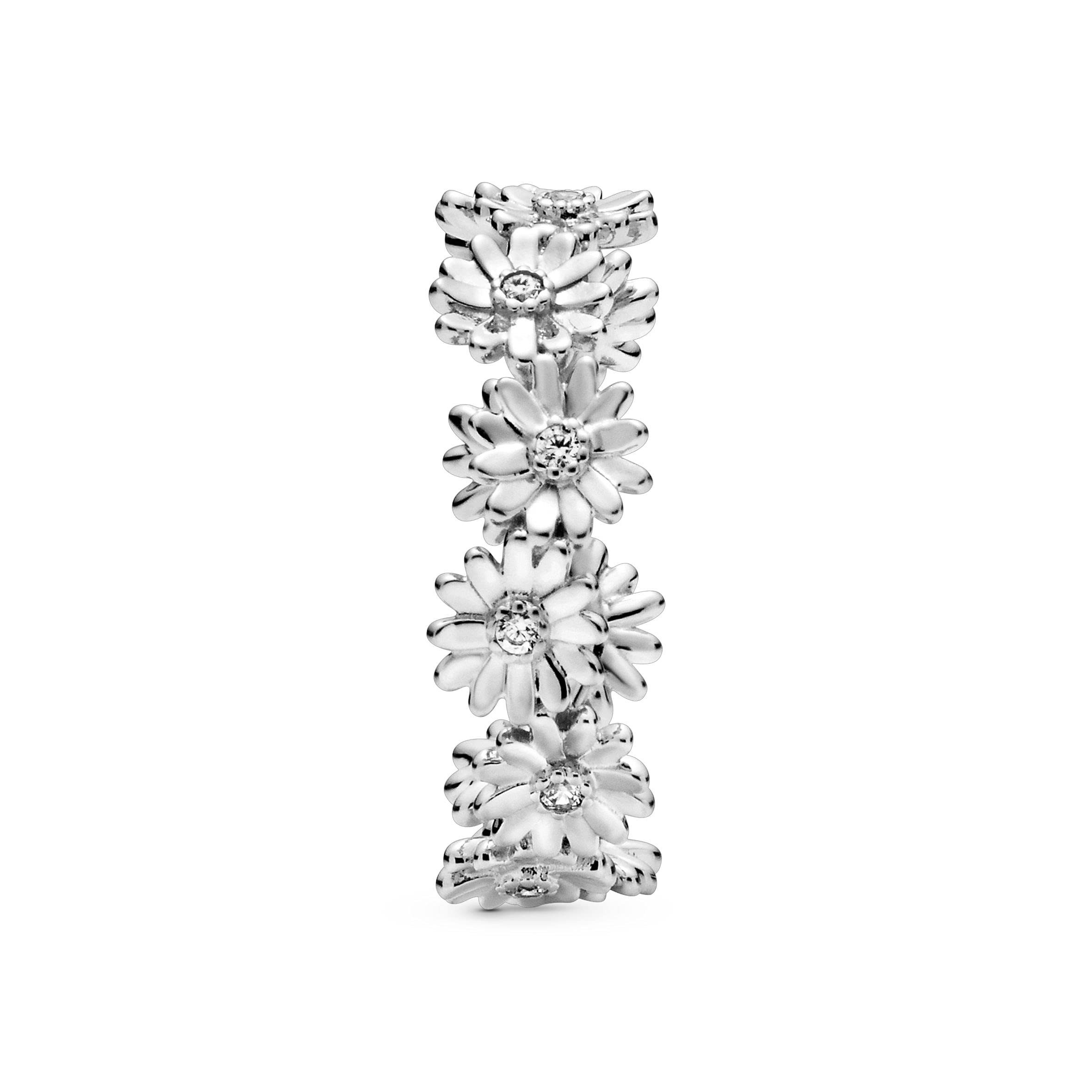Pandora Sparkling Daisy Flower Crown Ring - Stunning Floral Crown-Inspired Ring - Sterling Silver Ring for Women - Layering or Stackable Ring - Sterling Silver with Clear Cubic Zirconia - Size 9