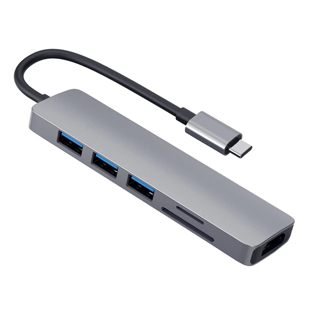 ZLXDP Type-C Hub to -Compatible Adapter 4K 3 USB C Hub with TF Security Digital Reader Slot for Pro