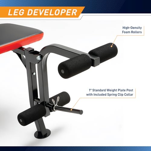 Marcy Pro Standard Weight Bench with 100 lbs Vinyl-Coated Weight Set PM-2084, Flat