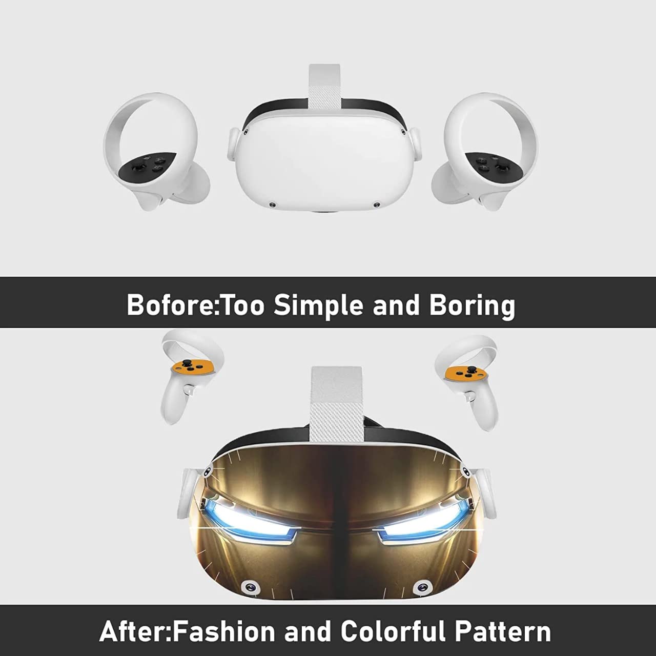VR Headset and Controller Skin for Oculus Quest 2 , Vinyl Decal Stickers for Oculus Quest 2 VR Headset and Controllers, Virtual Reality Protective Decal Skin - Iron Eye