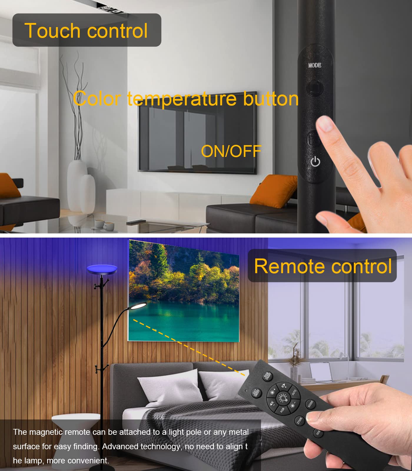 RGB Smart Floor Lamp , living room lamp,clothes and hat lamp, LED floor lamp Sky Main Light and Side Reading Lamp,standing lamp, Tall Lamp with Remote & Touch &APP Control for Living Room Bedroom