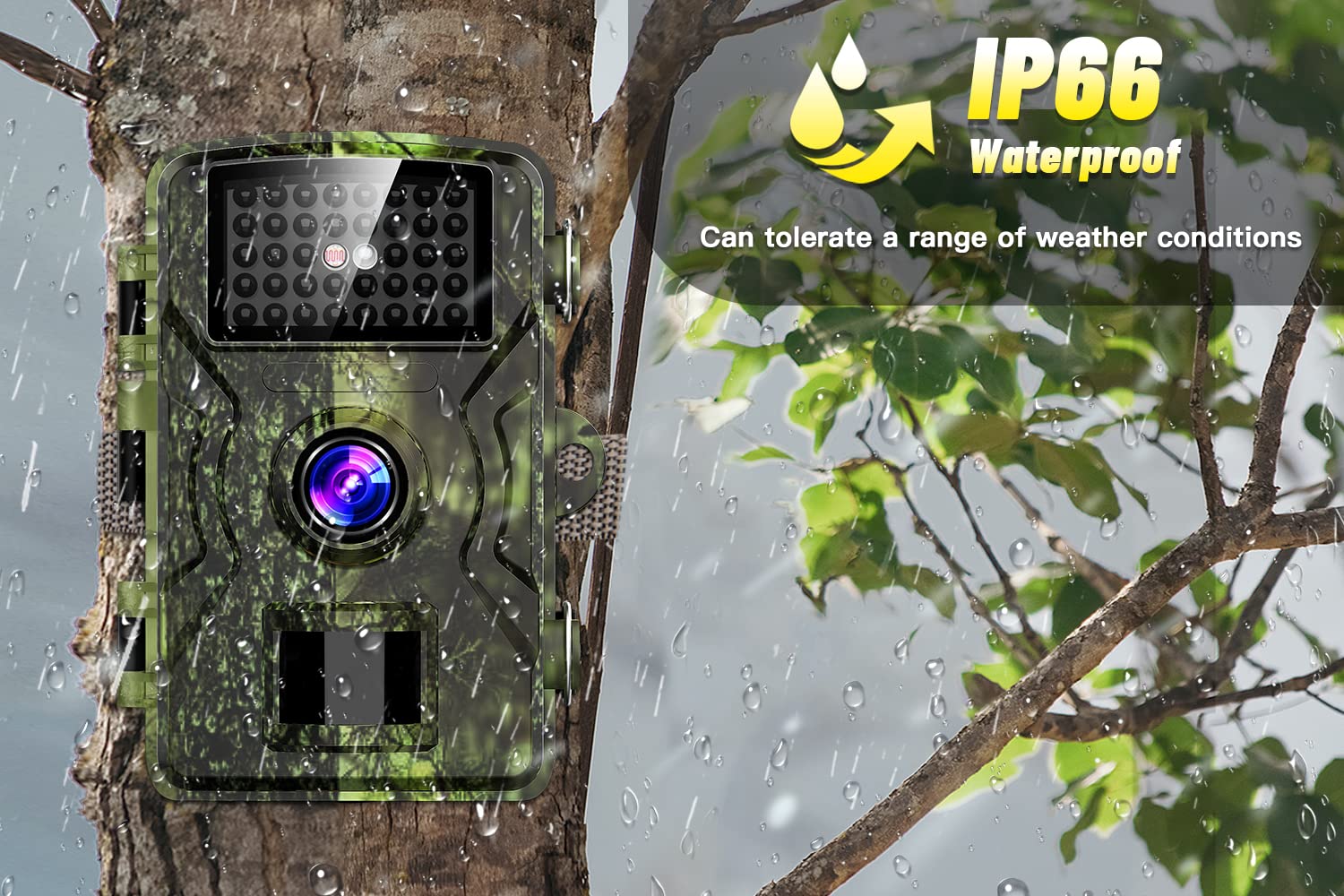 TIFOR Trail Camera 24MP 1080P - H.264 HD Video Game Camera with Night Vision 940NM IR LED 120° Wide-Angle IP66 Waterproof Fast 0.3s Motion Activated - Clear 100ft Trail Cam for Security Hunting