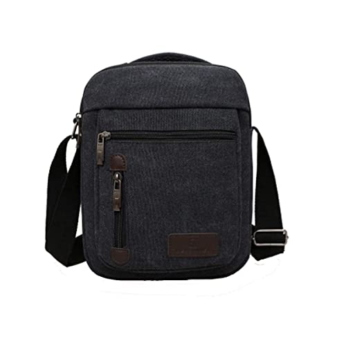 Small Canvas Crossbody Bag for Men,Small Shoulder Bag, Mini Messenger Bag for Cell Phone, Portable mobile phone coin bag (Black2)