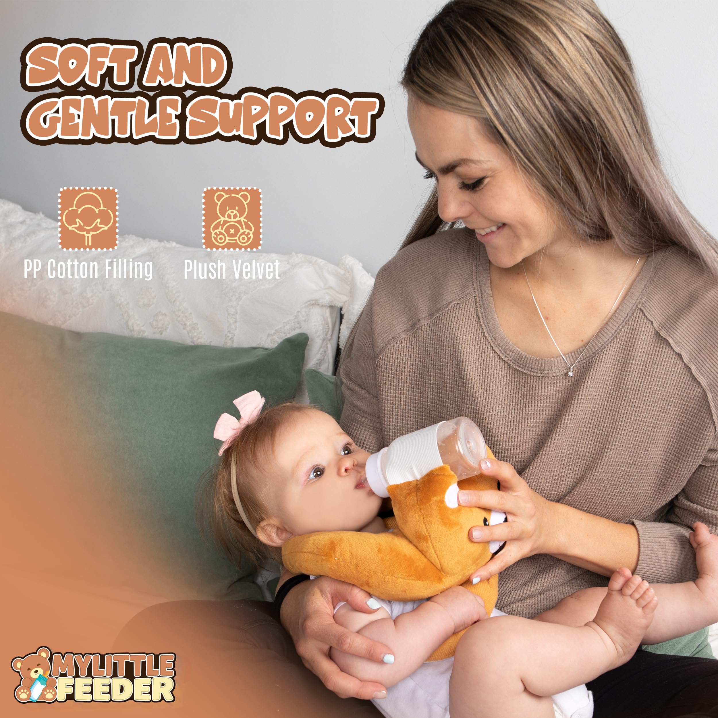 New Baby Bottle Holder, Adjustable Nursing Pillow Support, Newborn Essentials, Infant Bottle Feeding, Baby Essentials, Hands Free Bottle Holder for Baby, Bottle Propper for Baby (Shiba)
