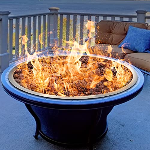 VEVOR Drop in Fire Pit Pan, 19" x 19" Round Fire Pit Burner, Stainless Steel Gas Fire Pan, Fire Pit Burner Pan w/ 1 Pack Volcanic Rock Fire Pit Insert w/ 90K BTU for Keeping Warm w/Family & Friends