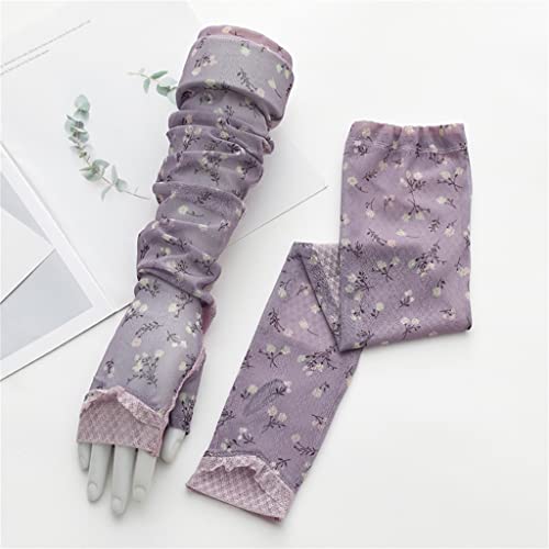 Summer Women's Driving Long Floral Lace Sleeve Gloves Thin Arm Guard Sleeve Arm Sleeve (Color : A, Size : 55 * 17cm)