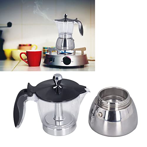 TOTITOM Stovetop Coffee Maker 6 Cup Moka Pot Clear ABS Top Stainless Steel Coffee Making Pot for Home Office Coffee Maker Espresso Maker