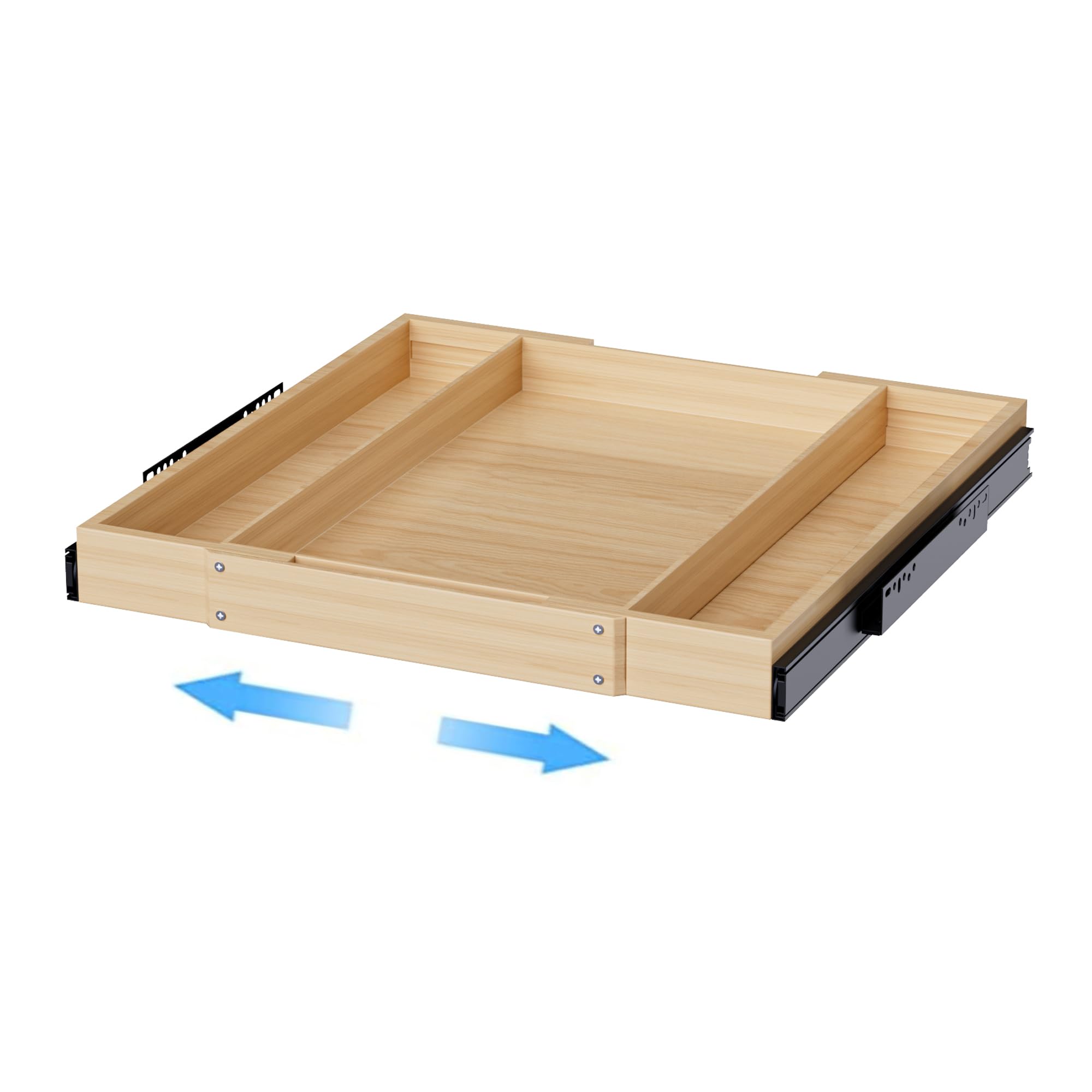 Redrubbit Pull Out Cabinet Organizer, Smooth Roll Expandable Slide Out Storage Drawer, Banboo Slide Out Kitchen Cabinet Organizer Storage Shelf,1 Pack