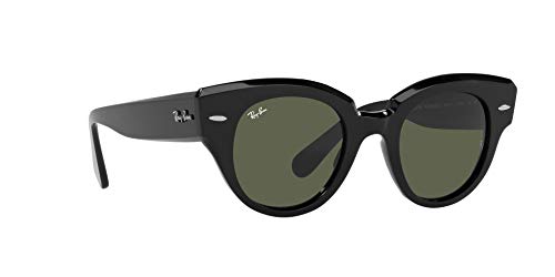Ray-Ban Women's RB2192 Roundabout Round Sunglasses, Black/Green, 47 mm