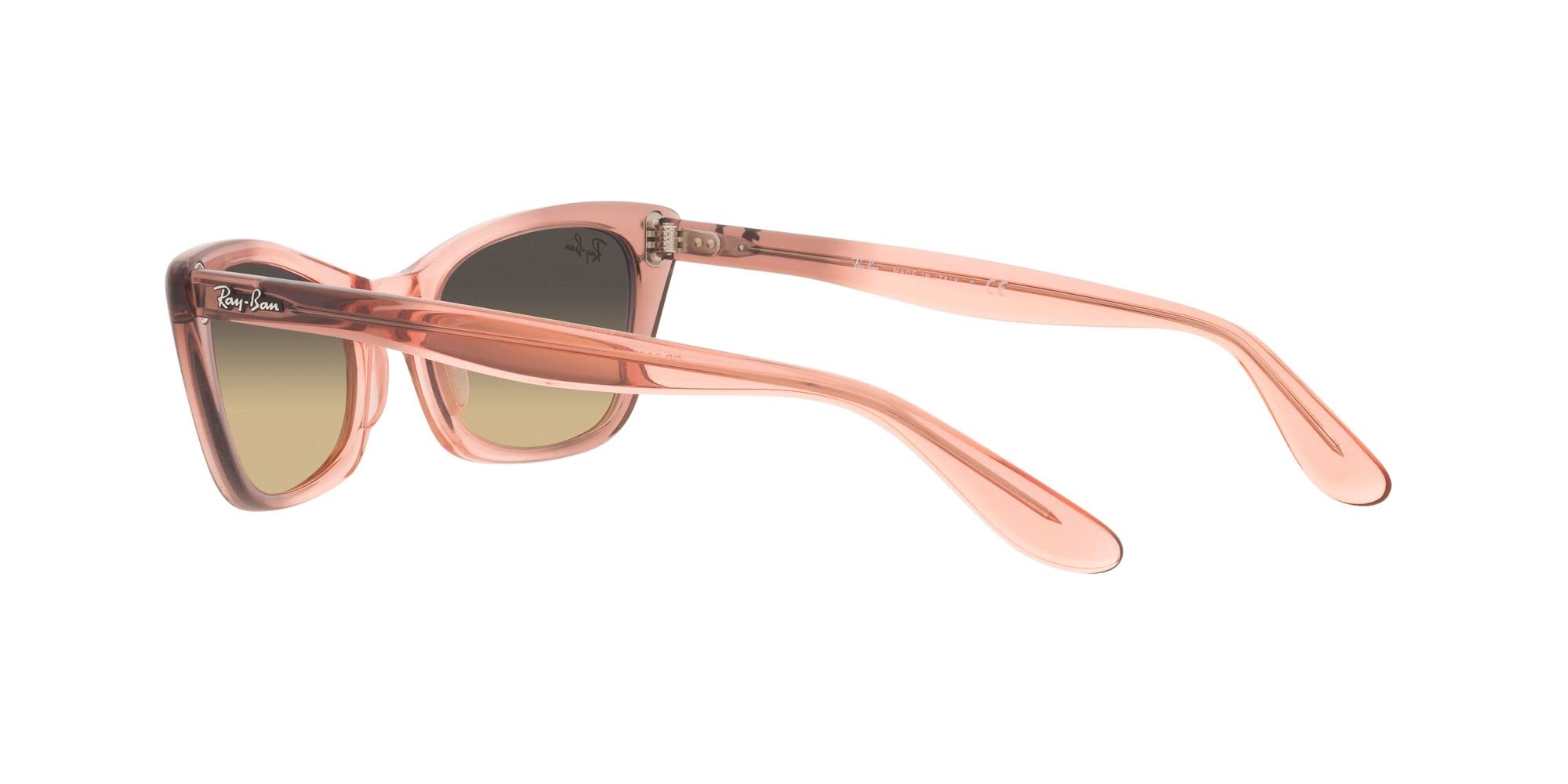 Ray-Ban Women's RB2299 Lady Burbank Cat Eye Sunglasses, Transparent Pink/Brown Vintage, 52 mm