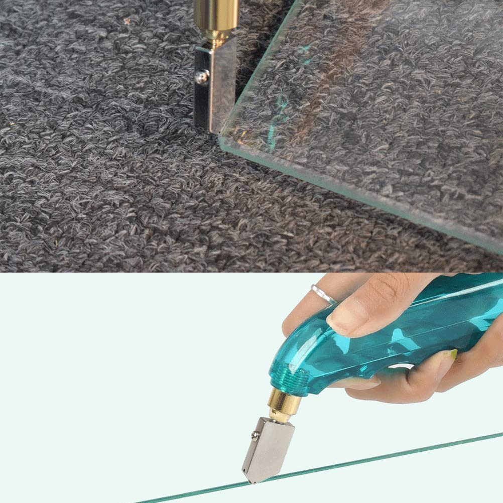 YOTINO Glass Cutting Tool Kit Includes Blue Grip Oil Feed Glass Cutter with 2 pliers, 3 Extra Replacement Head, Tungsten Scribe Engraving Pen, Screwdriver and Oil Dropper