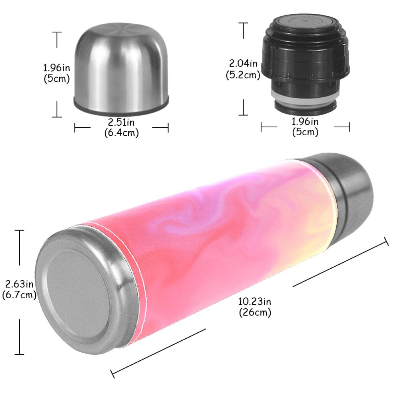 Stainless Steel Leather Vacuum Insulated Mug Psychedelic Thermos Water Bottle for Hot and Cold Drinks Kids Adults 16 Oz
