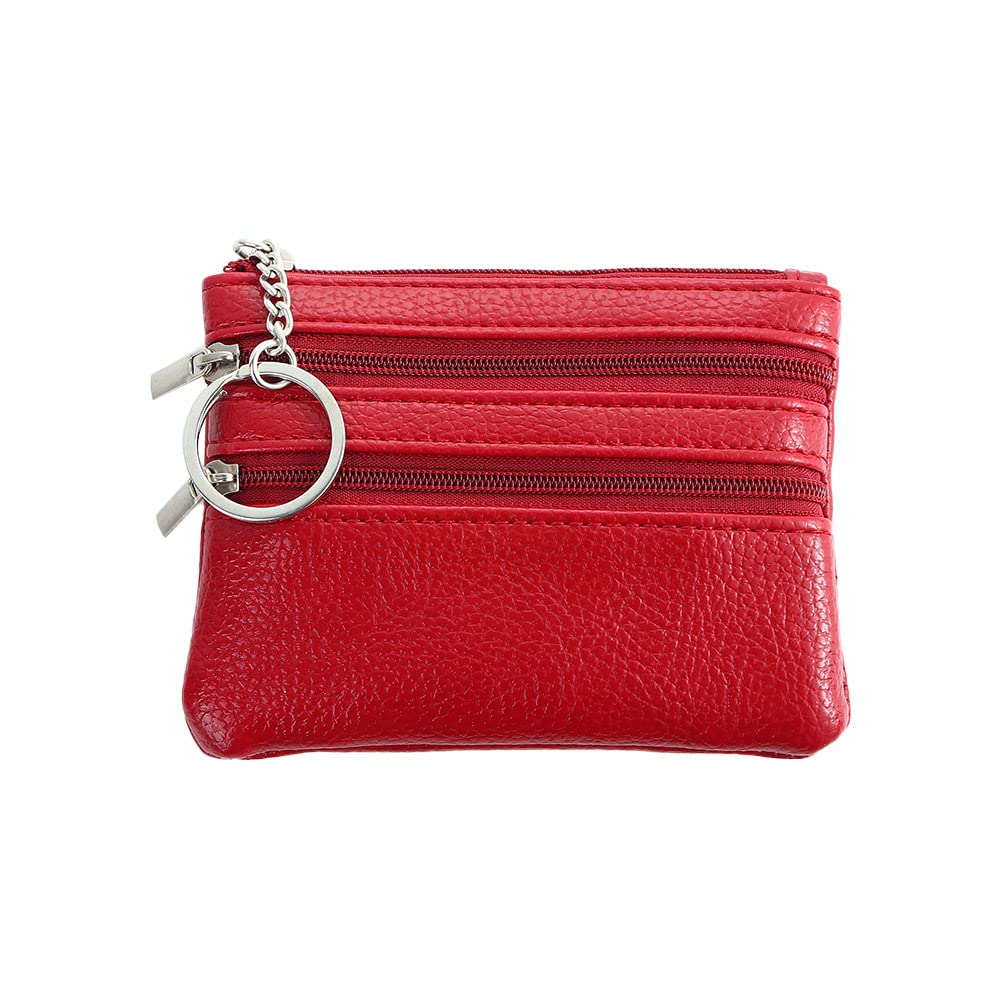 Women Small Wallet Change Purses, Multilayer Card Holder Small Purse Wallets Children's Pocket Wallets Key Holder(red)