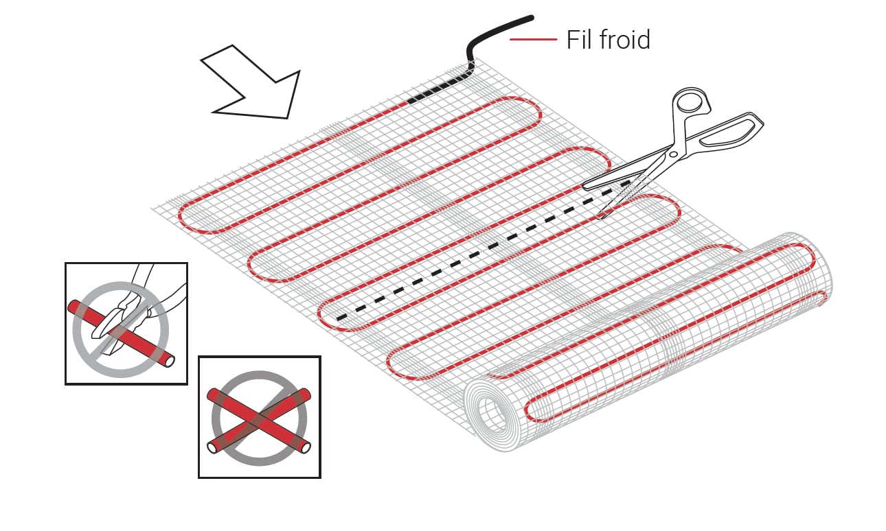 Nuheat Mesh 20 in x 13 ft N2M020 Electric Radiant Floor Heating Kit: nVent Heating Cable 240V 20 Sq Ft Pre-Attached To Adjustable Adhesive Mat with Nuheat Home Programmable Thermostat
