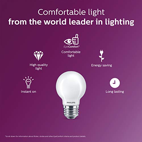 Philips LED Flicker-Free Dimmable Warm Glow Effect Frosted G16.5 Light Bulb, 650 Lumen, 2200-2700K, 3.8W35W, E26 Base, Title 20 Certified, 8-Pack , White