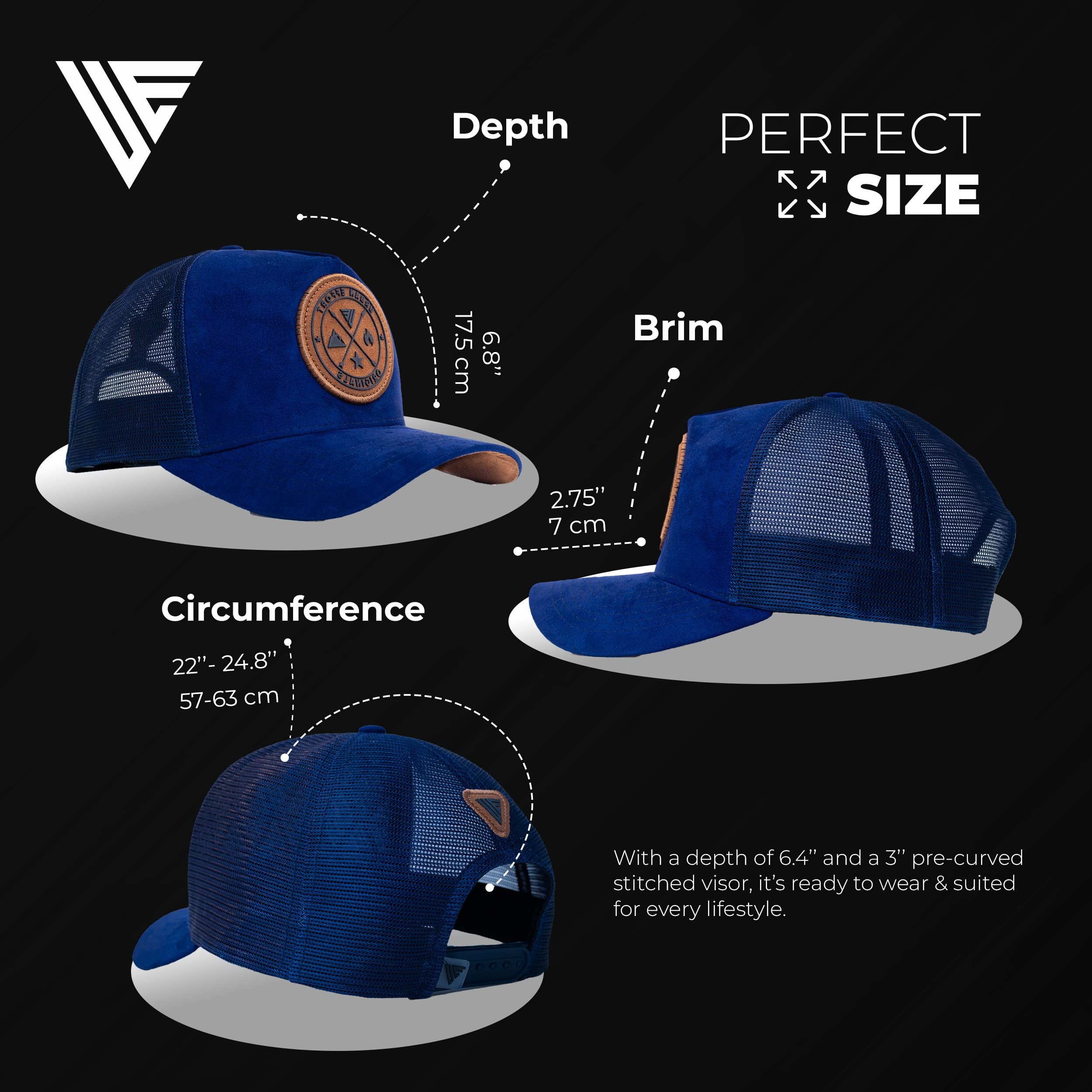 Urban Effort Mesh Back Cap - for Men and Women Baseball Hat 5-Panel Trucker Hat - Great Snapback Closure for Hunting & Hiking (Blue)