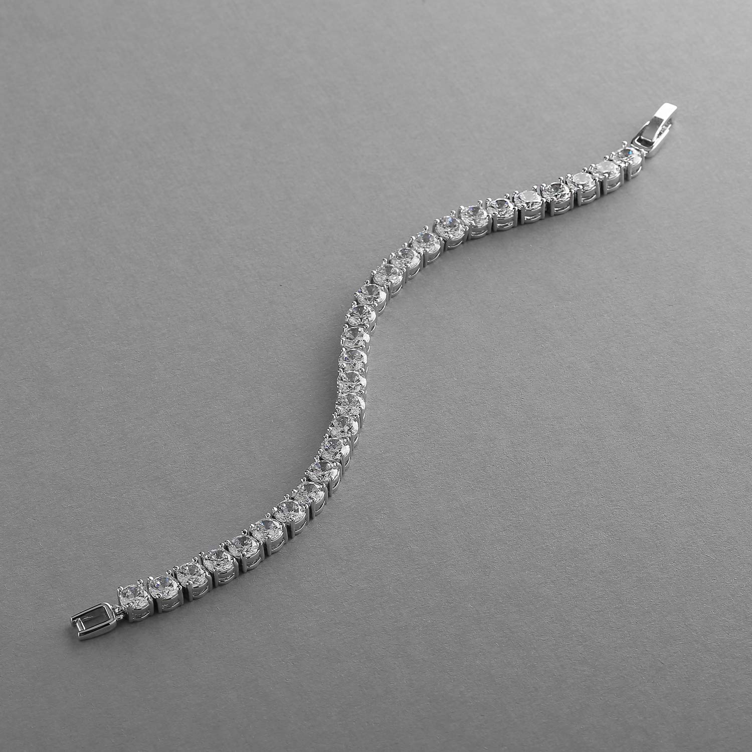 Mariell Silver Platinum 6 1/2" Petite Size CZ Crystal Bridal Tennis Bracelet, Perfect for Smaller Wrist