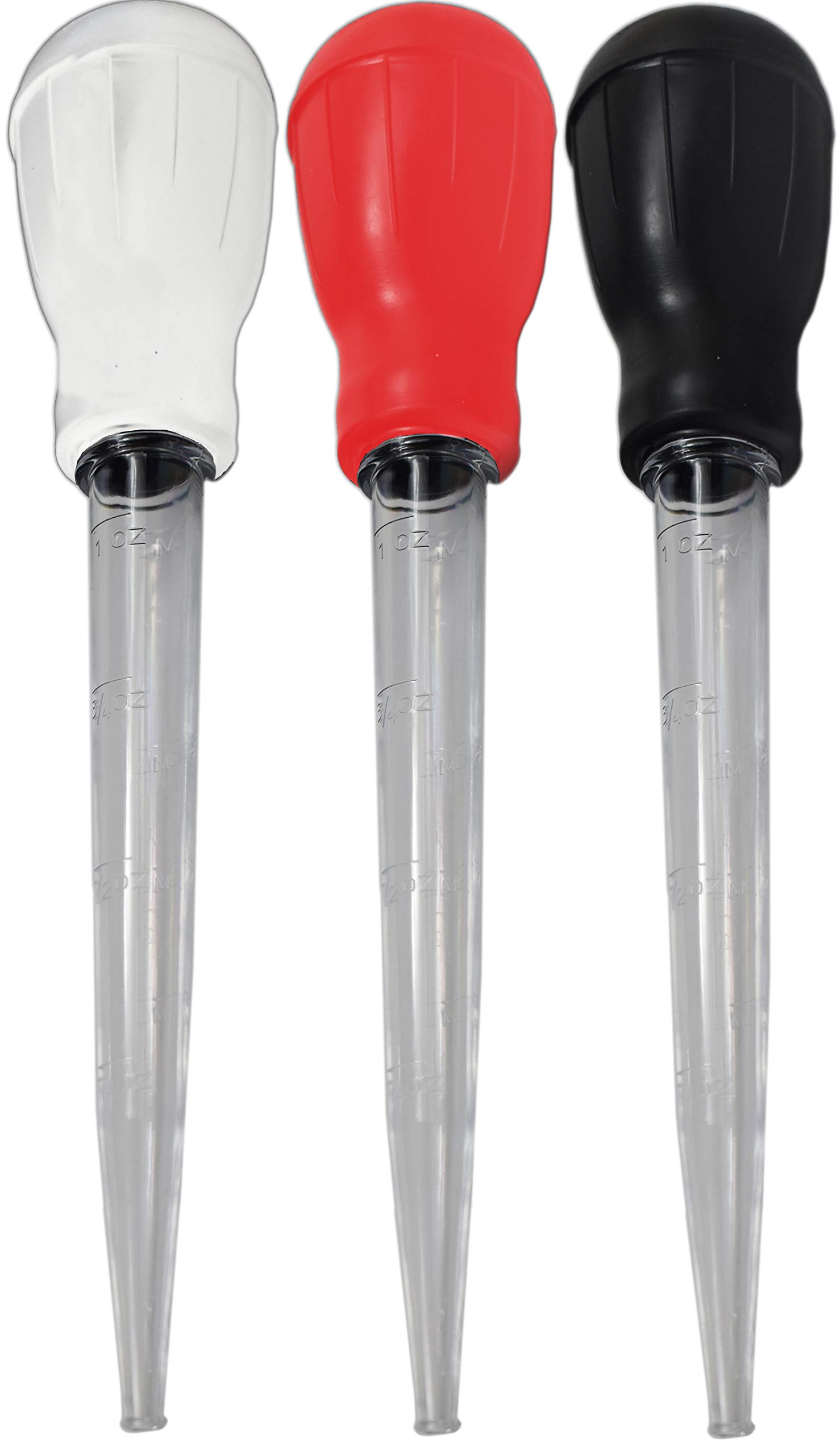 Set of (3) Assorted Colored Basters for Cooking and Crafts - Easy to Read Measurements - Easy to Clean (3)
