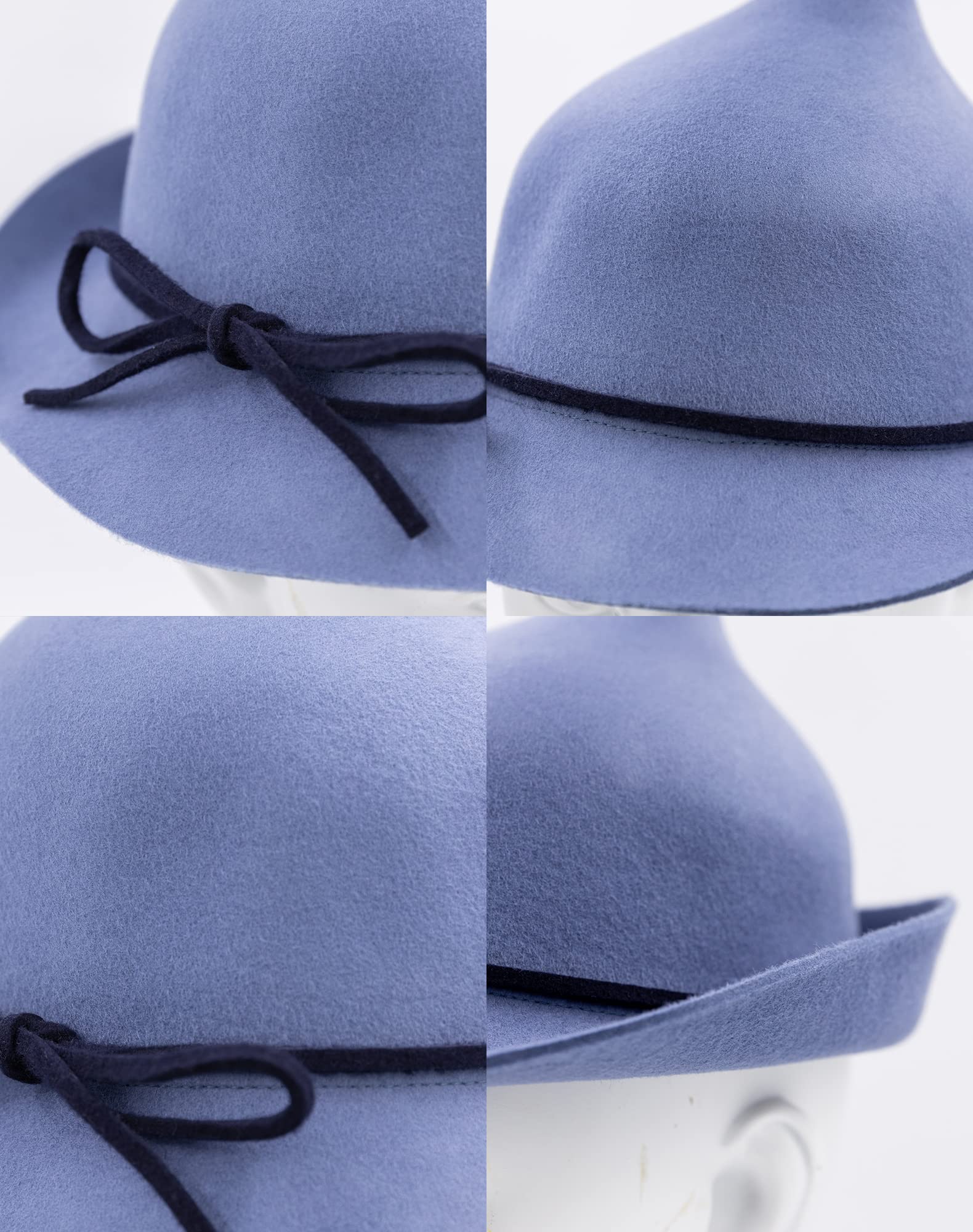 SWEET MAX Witch Hat Purple Wide Brim Pointed Cap Blue Fedora Hat Cosplay Costume Accessories Halloween Women