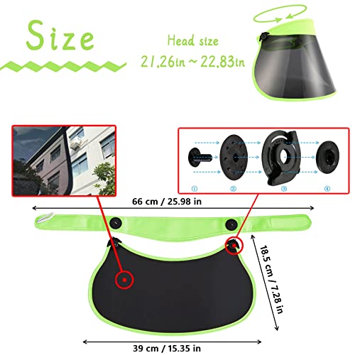 Sun Visor Hats Womens Men Wide Brim Cap Roll up Outdoors Sports Adjustable (Green)