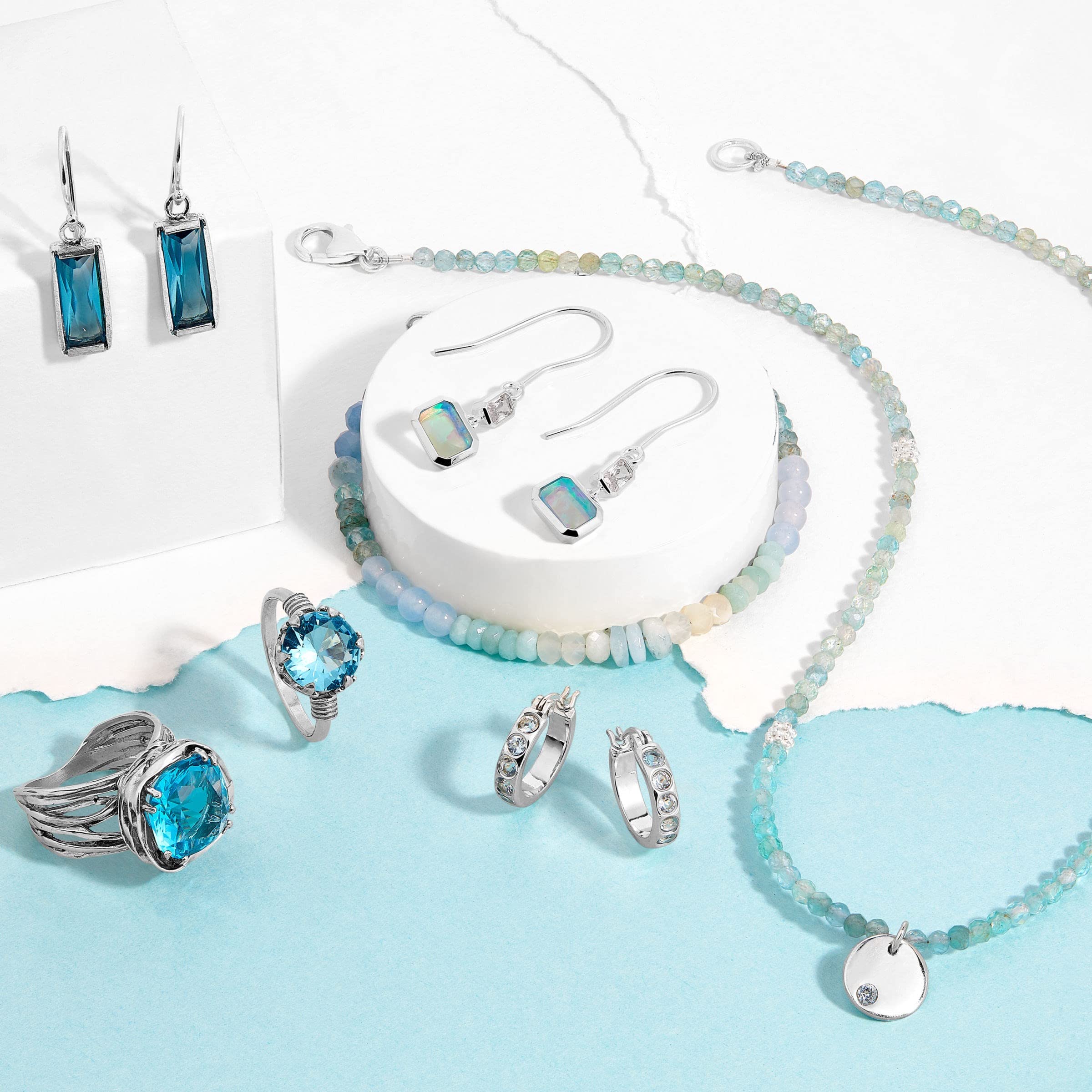 Silpada 'Horizon By the Sea' Aquamarine and Cubic Zirconia Pendant Necklace in Sterling Silver, 16"