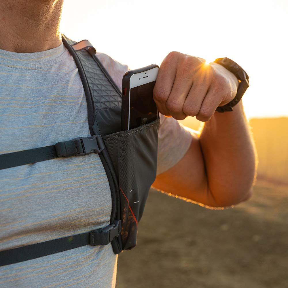 Nathan TrailMix Running Vest/Hydration Pack. 7L (7 Liters) for Men and Women | 2L Bladder Included (2 liters). Zipper, Phone Holder, Water (Blue, One Size Fits Most)