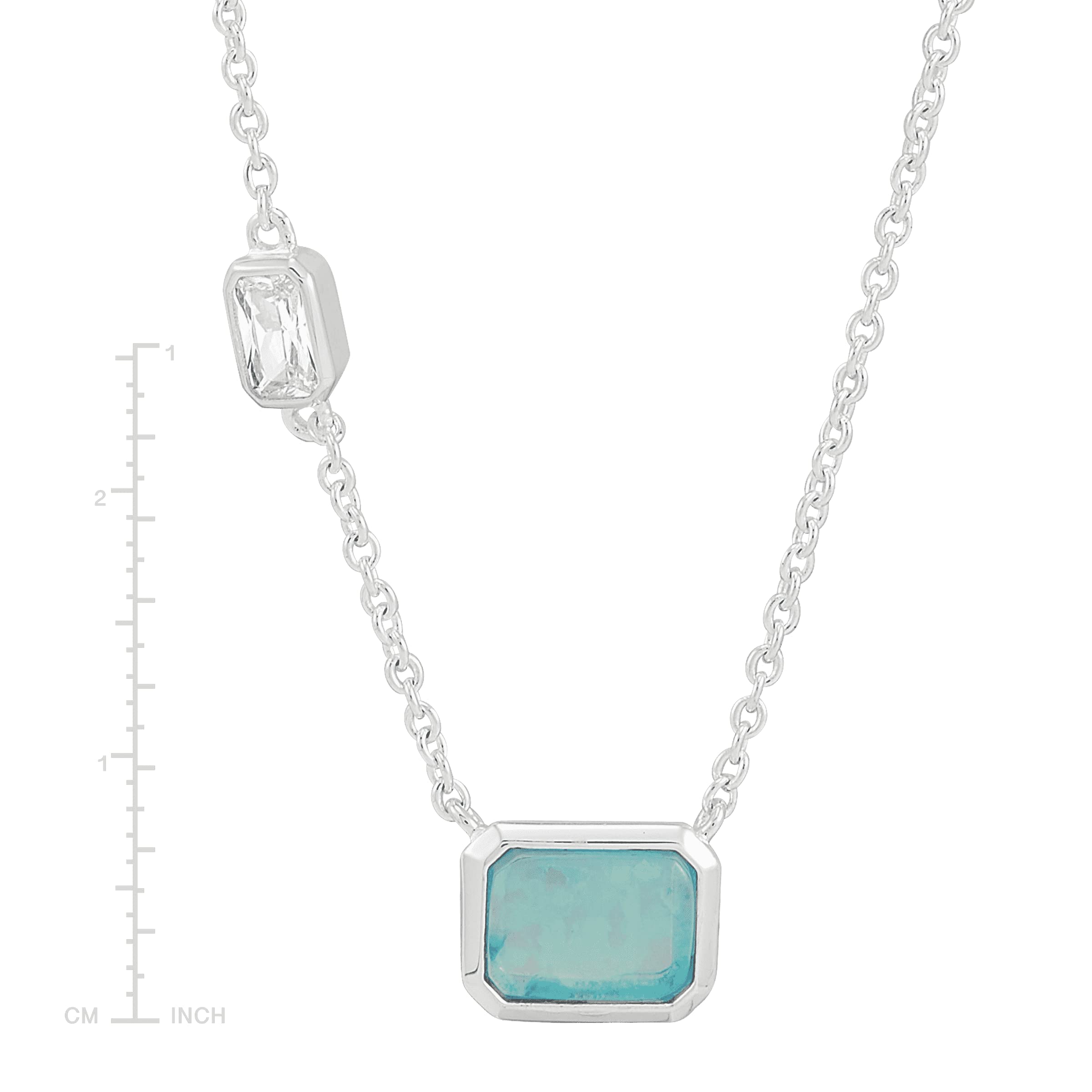 Silpada 'Intergalactic' Lab-Created Opal and Cubic Zirconia Necklace in Sterling Silver, 18" + 2"