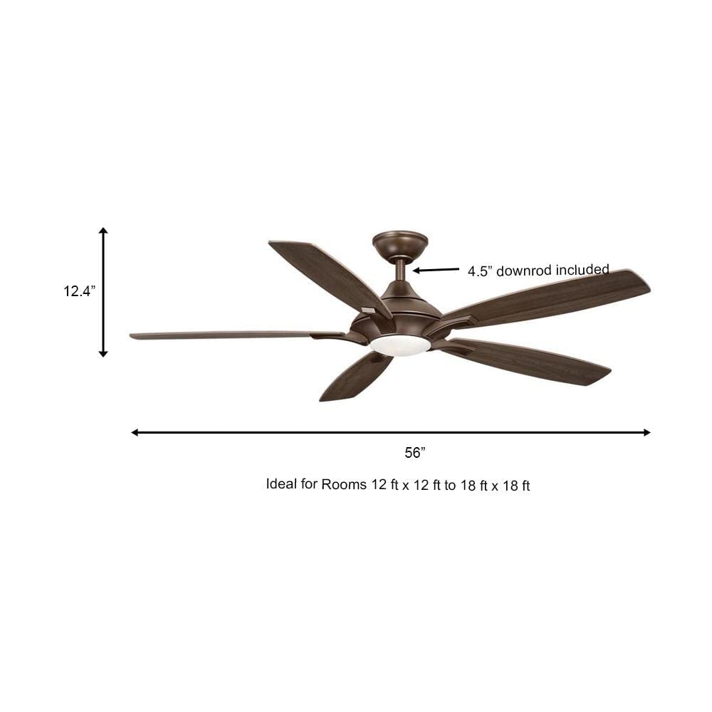 Petersford 56 in. Integrated LED Indoor Oil Rubbed Bronze Ceiling Fan with Light Kit and Remote Control