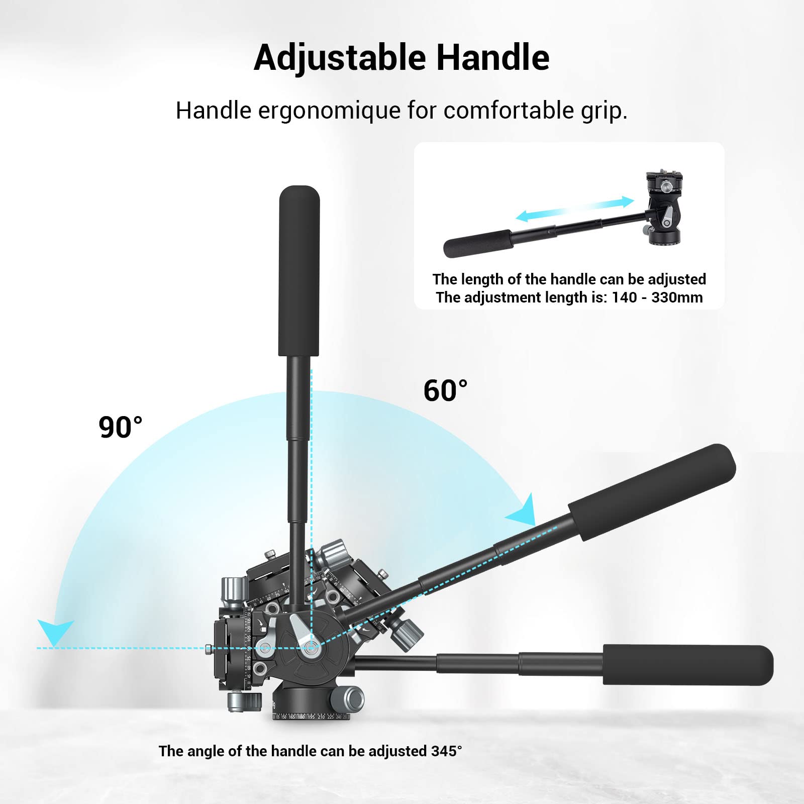 SmallRig Video Head, Tripod Head with Quick Release Plate for Arca Swiss and Lever Adjustable, Pan Head for Compact Video Cameras, DSLR Cameras and Tripod-3457